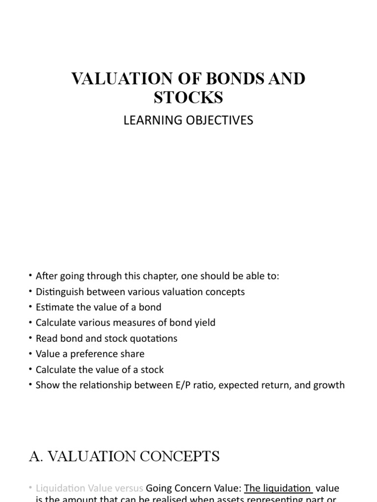 Bond and Stock Valuation Techniques | PDF | Bonds (Finance) | Yield ...