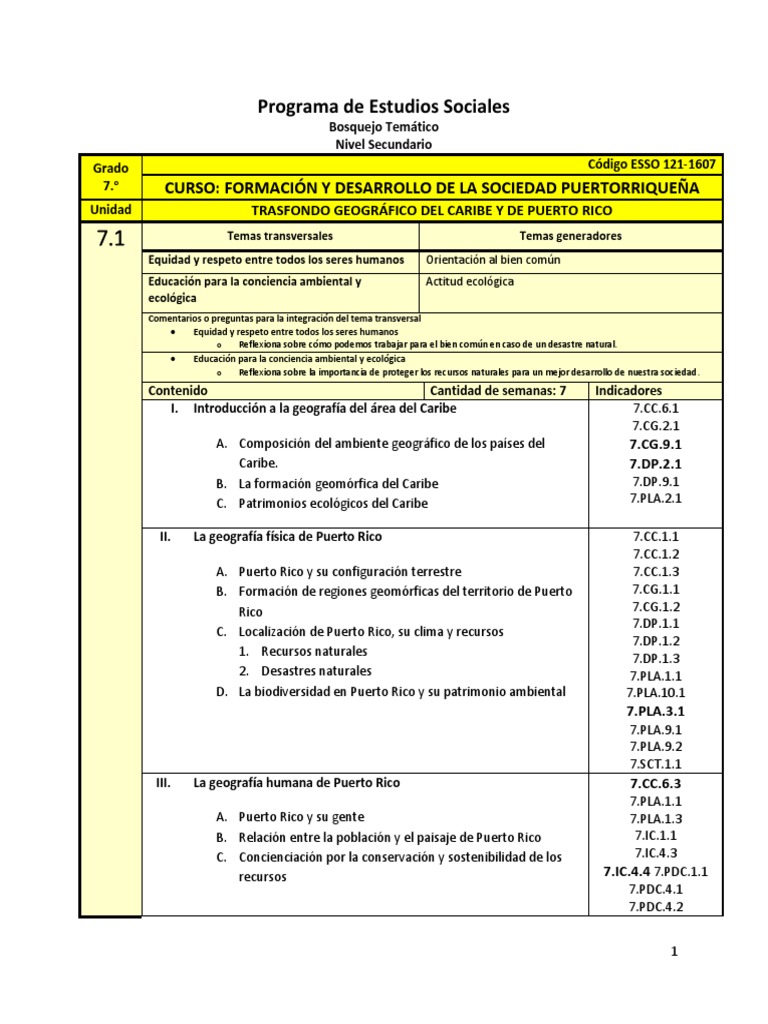 Bosquejo Séptimo Grado 2022 | PDF