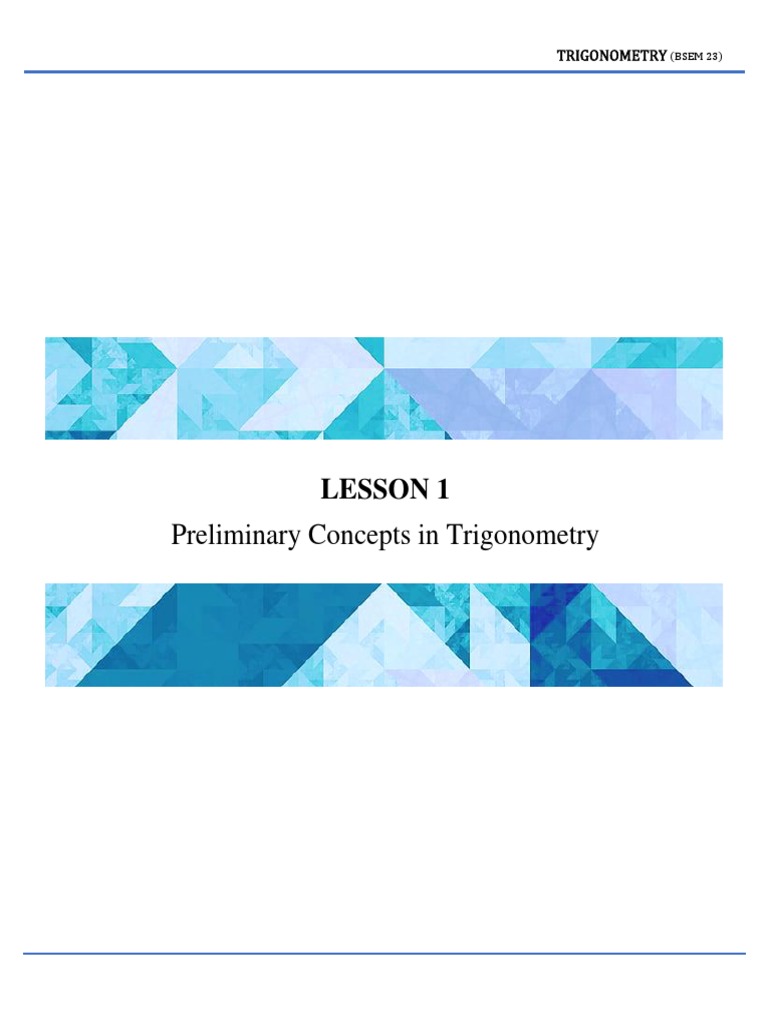 Lesson 1 Preliminary Concepts in Trigonometry | PDF | Triangle | Angle