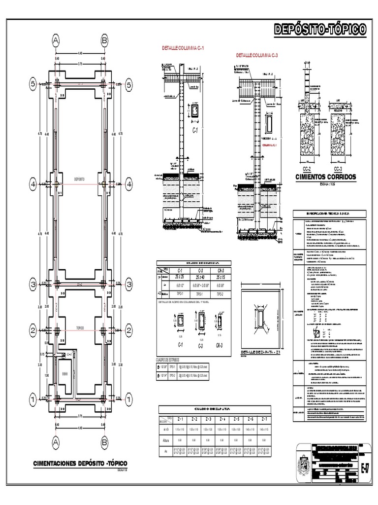 Detalles de columnas y vigas en planos de estructuras | PDF | Fundación (Ingeniería) | edificio