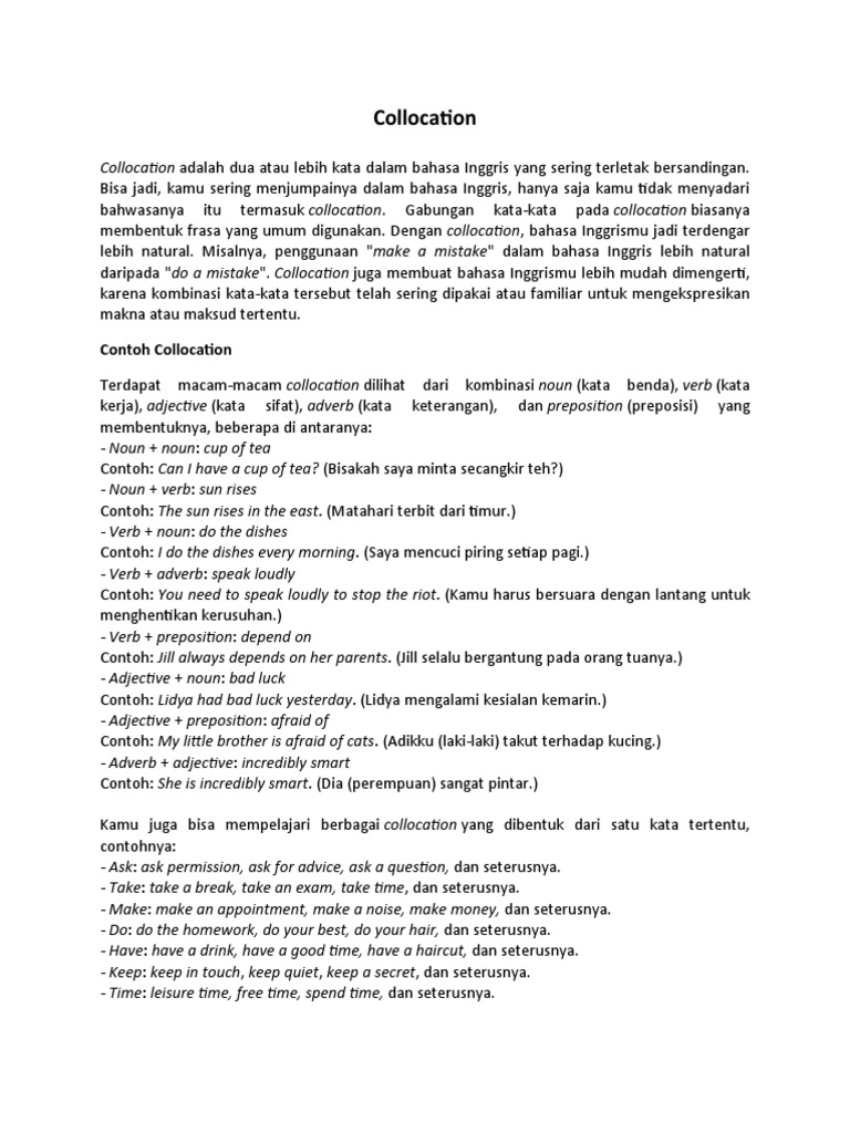 Collocation | PDF | Seni & Disiplin Bahasa