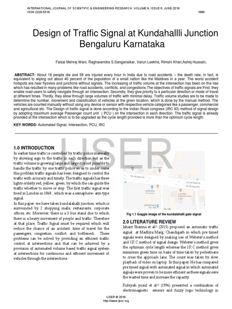 Design of Traffic Signal at Kundahallli Junction Bengaluru Karnataka ...