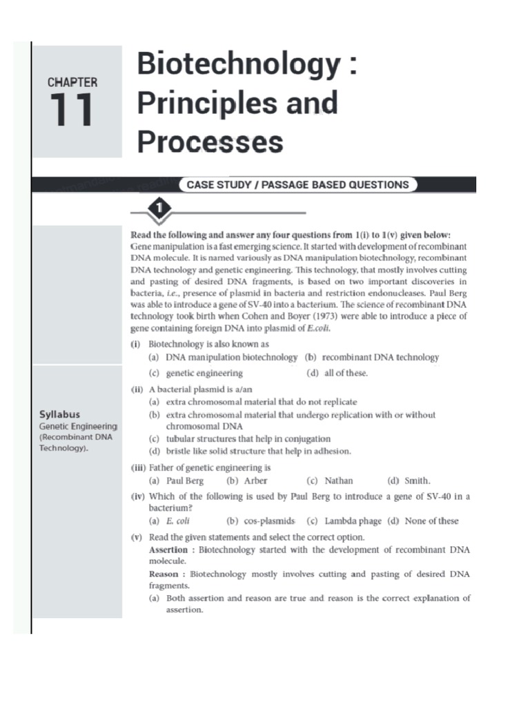 Case Study of Chapter Biotechnology Principles .. | PDF