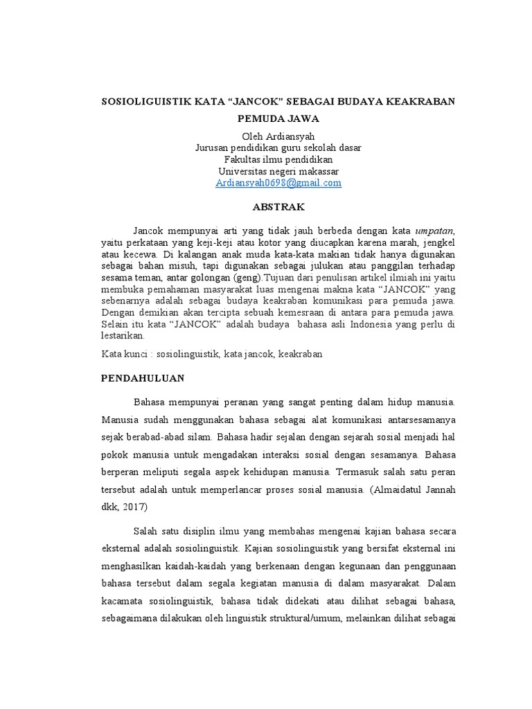 Kti Jancok | PDF | Seni & Disiplin Bahasa