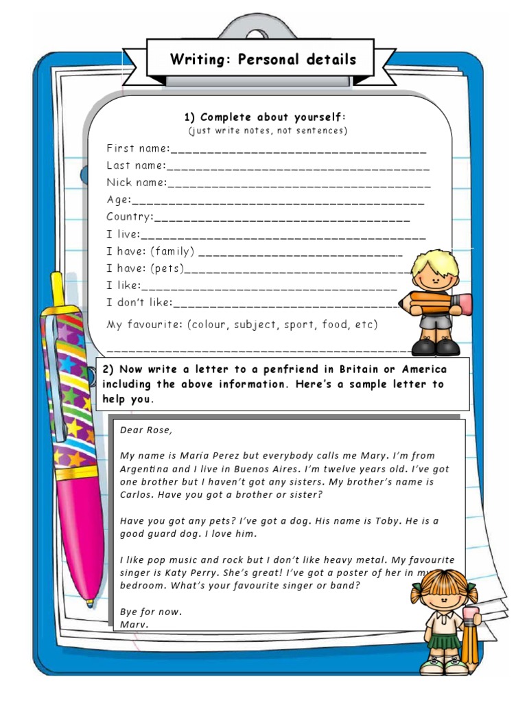 Writing Giving Personal Information | PDF
