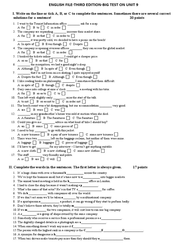 EF Upper-Intermediate - Big Test On Unit 9 | PDF | Advertising | Online ...