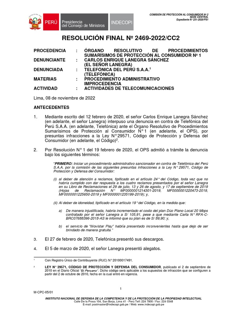 RESOLUCIÓN FINAL #2469-2022/CC2: Con Registro Único de Contribuyente ...