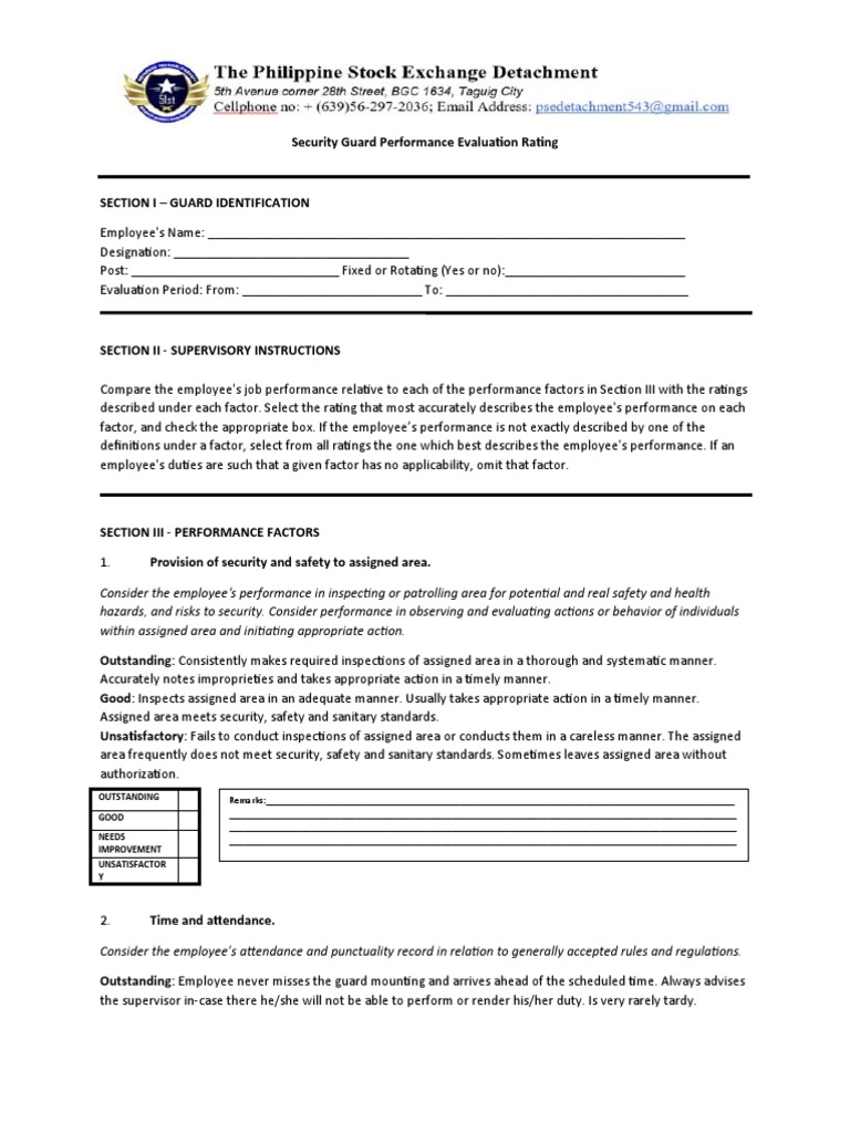 Evaluation Security Guard | PDF | Leadership | Employment