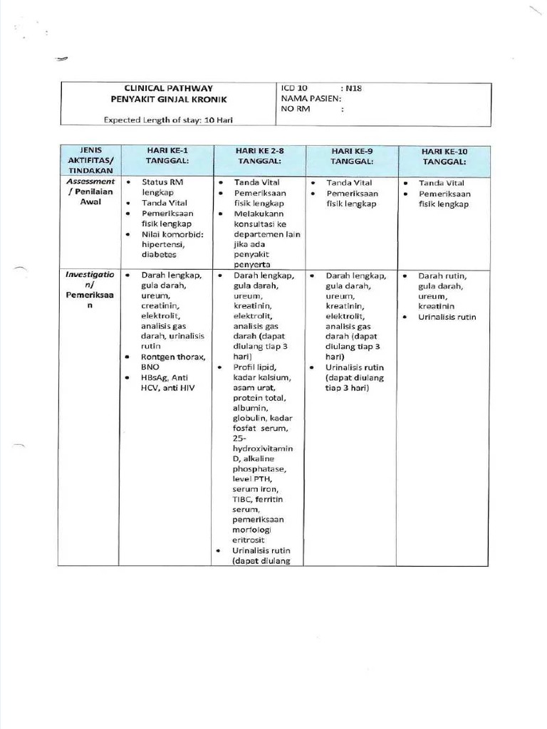 PDF Clinical Pathway Penyakit Ginjal Kronik - Compress | PDF