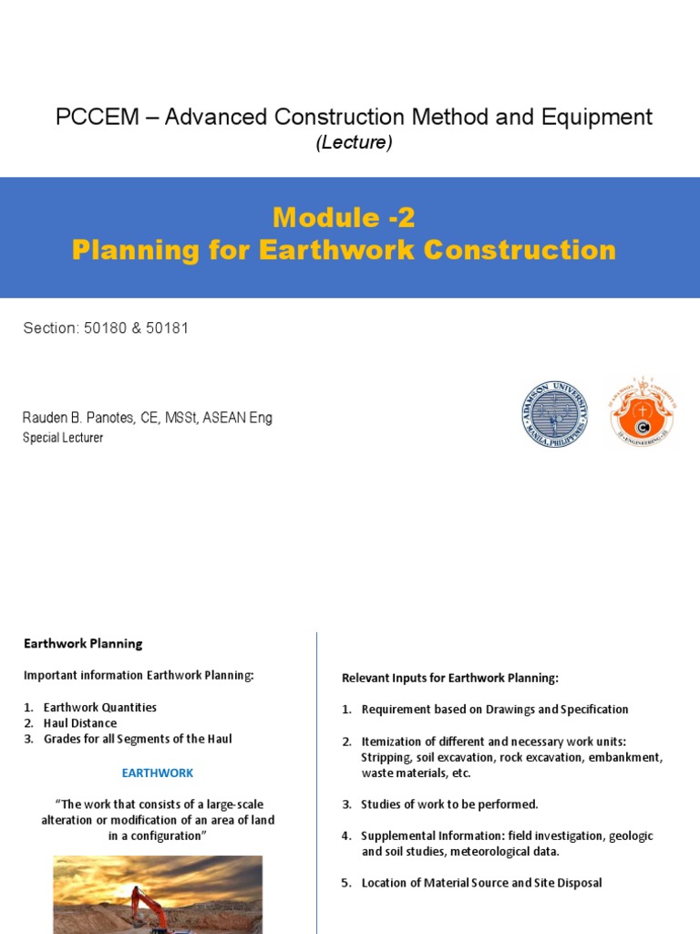 MOD-02 - Planning For Earthwork Construction | PDF | Rock (Geology ...