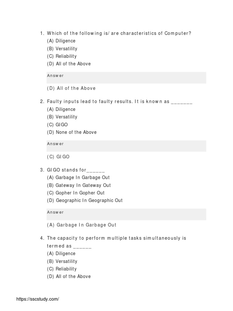500+ Computer MCQ in English PDF (Sscstudy - Com) | PDF | Printer ...