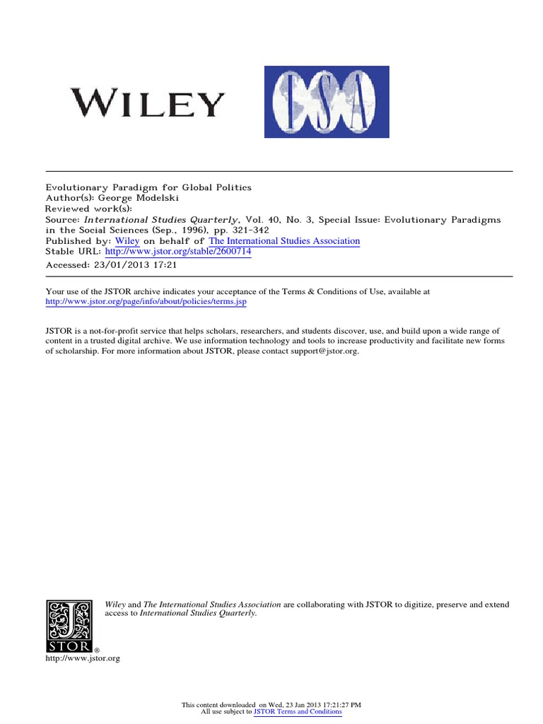 George Modelski-Evolutionary Paradigm For Global Politics | Download ...