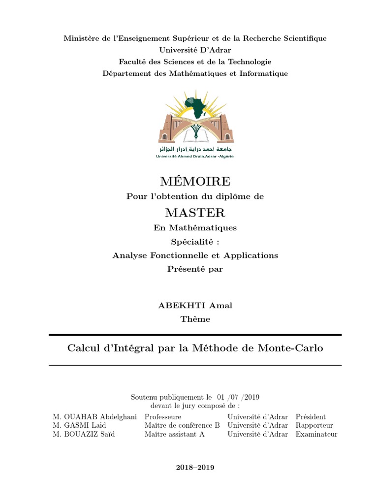 Calcul D'intégral Par La Méthode de Monte-Carlo | PDF | Intégral | Méthode de Monte-Carlo