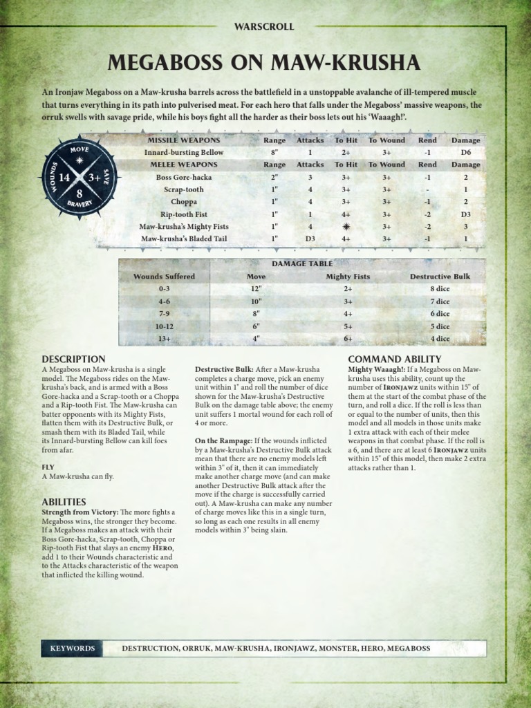 Aos Warscroll Orruk Mawkrusha en | PDF