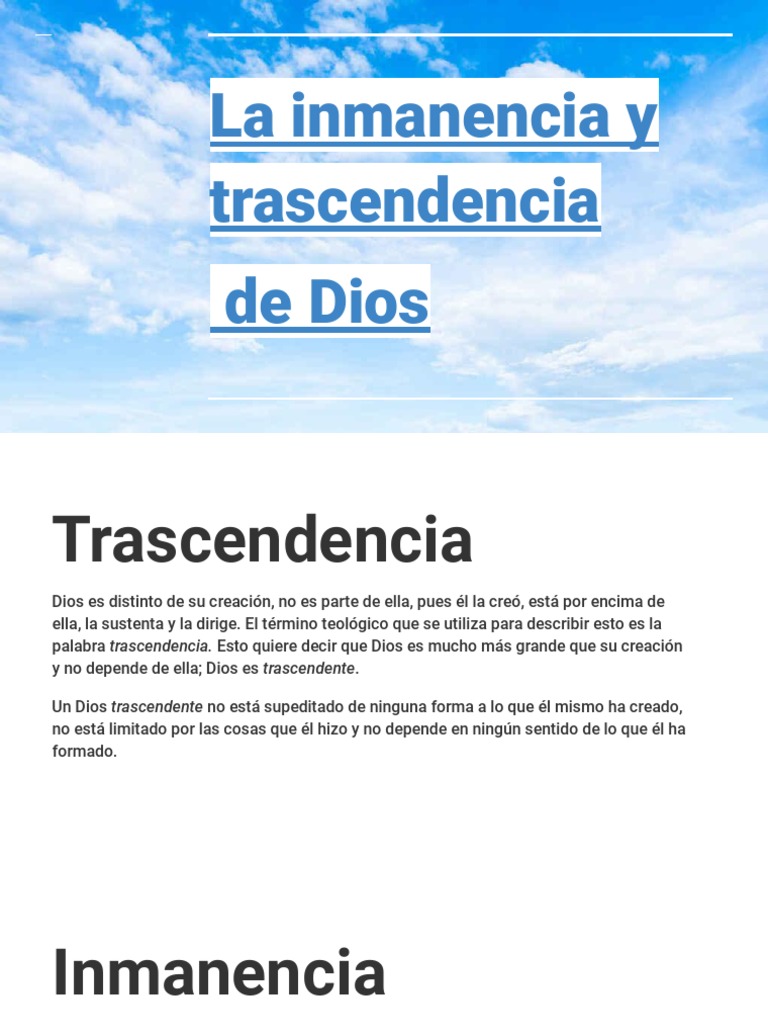 Presetación Inmanencia y Trascendencia | PDF | Dios | Cristo (título)