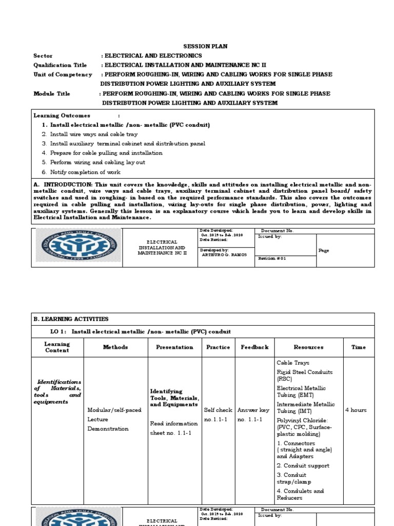 Session Plan | Download Free PDF | Electrical Wiring | Electrical Connector