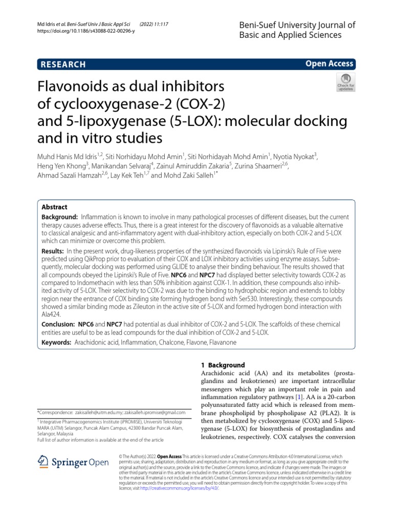 Flavonoids As Dual Inhibitors of Cyclooxygenase-2 (COX-2) and 5 ...