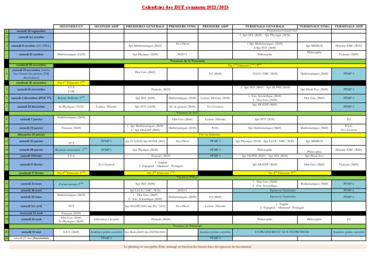 Calendrier DST 2022-2023 | PDF