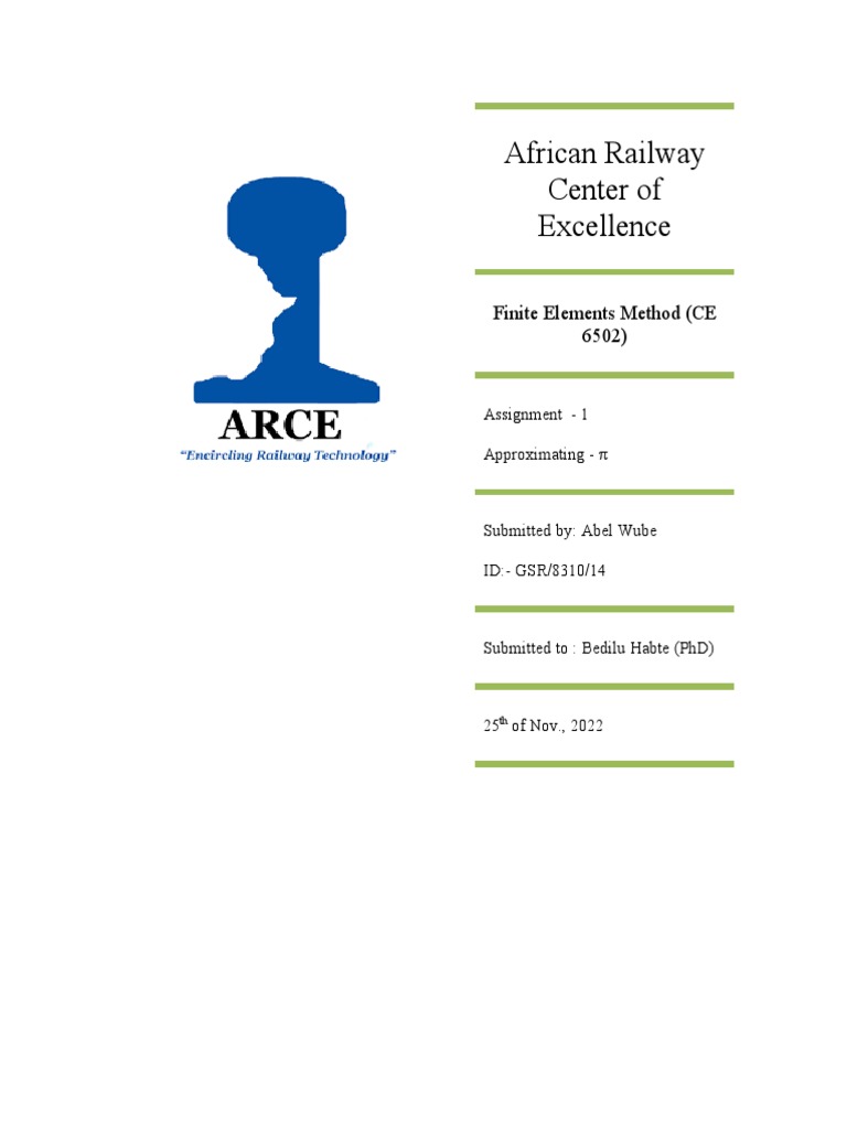 FEM Assignment One - Abel Wube | PDF | Area | Circle