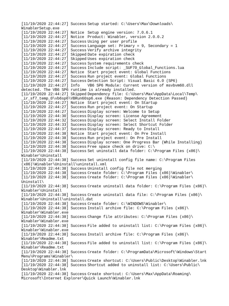 Winabler Setup Log | PDF | Utility Software | Computer Engineering