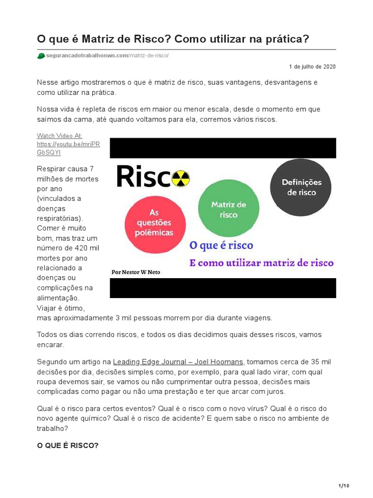 Como Usar a Matriz de Risco na Prática | PDF | Probabilidade | Tráfego