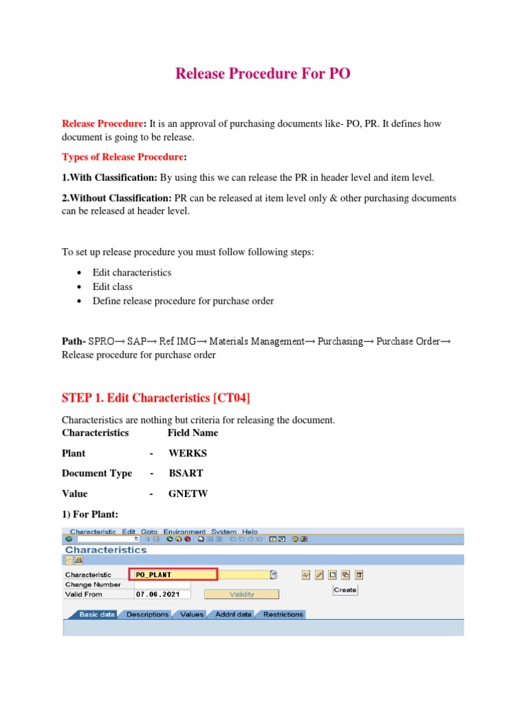 Release Procedure For PO | PDF