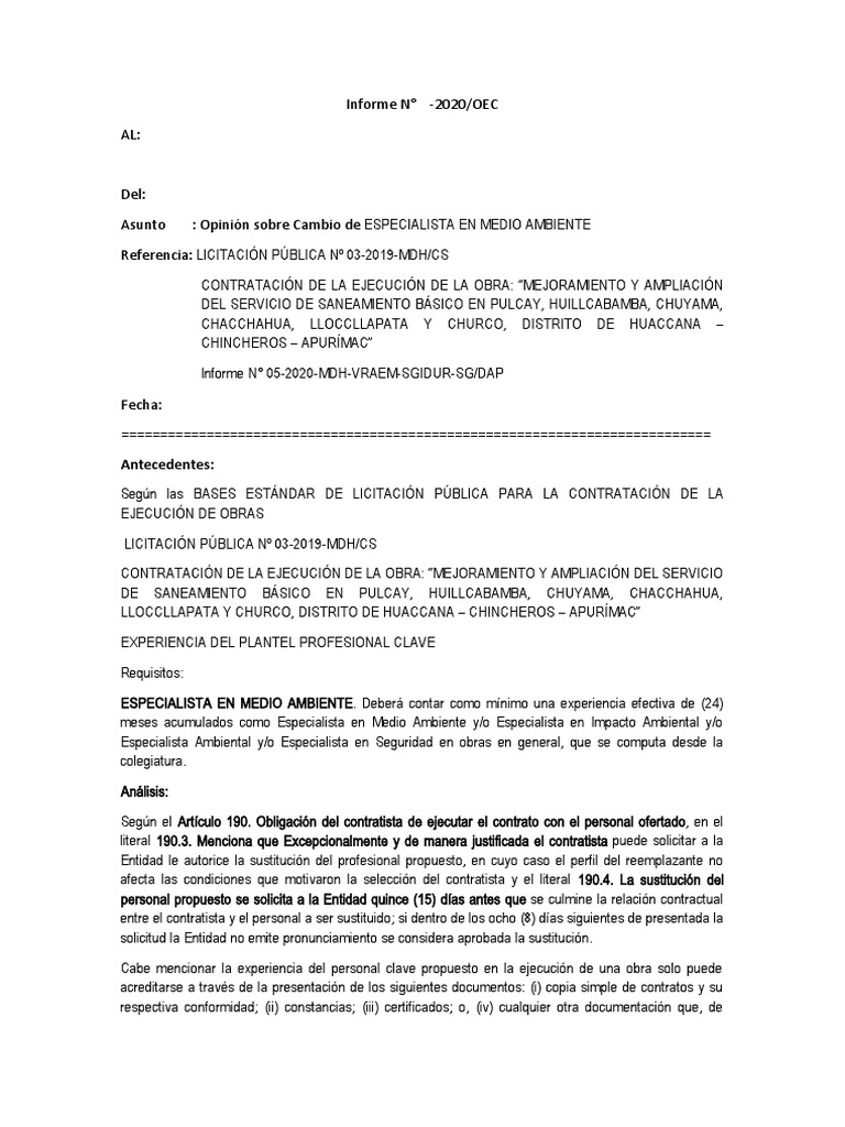 Informe sobre Cambio de Personal Clave | PDF