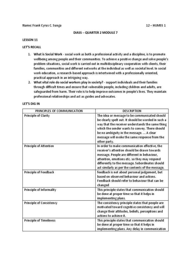 Diass Quarter 2 Module 7 | PDF | Communication | Psychological Concepts