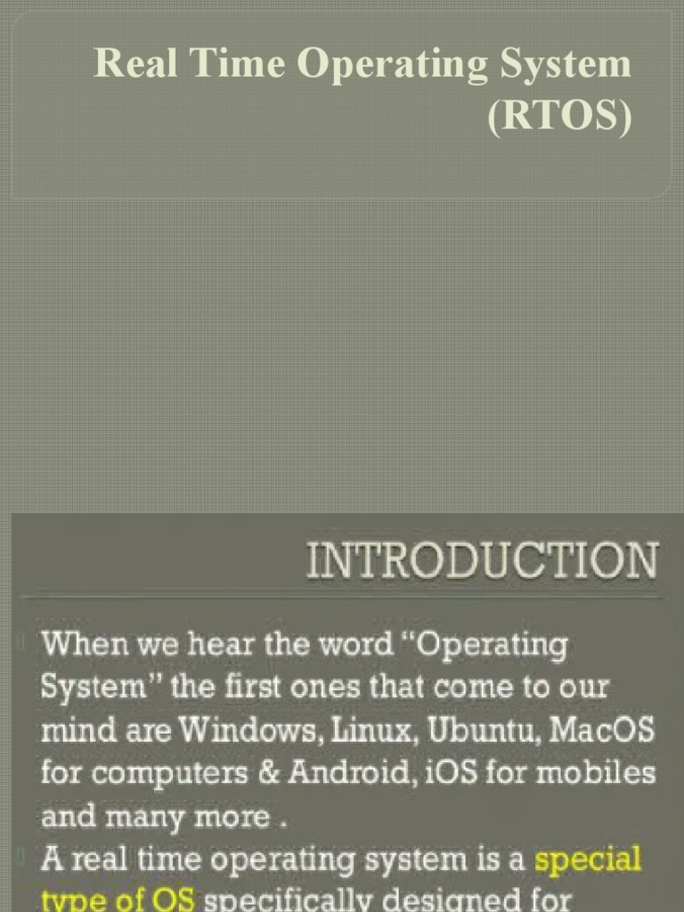 Real Time Operating System (RTOS) | PDF | Real Time Computing | Operating System