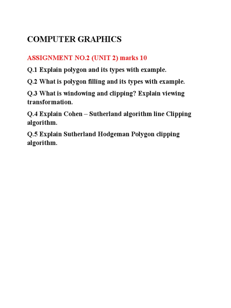 Computer Graphics Assignment 2 Pdf