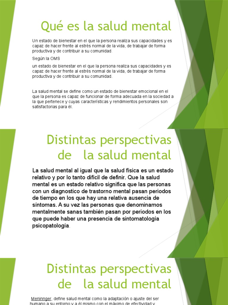 Qué es la salud mental y sus perspectivas | PDF | Salud mental | Mente