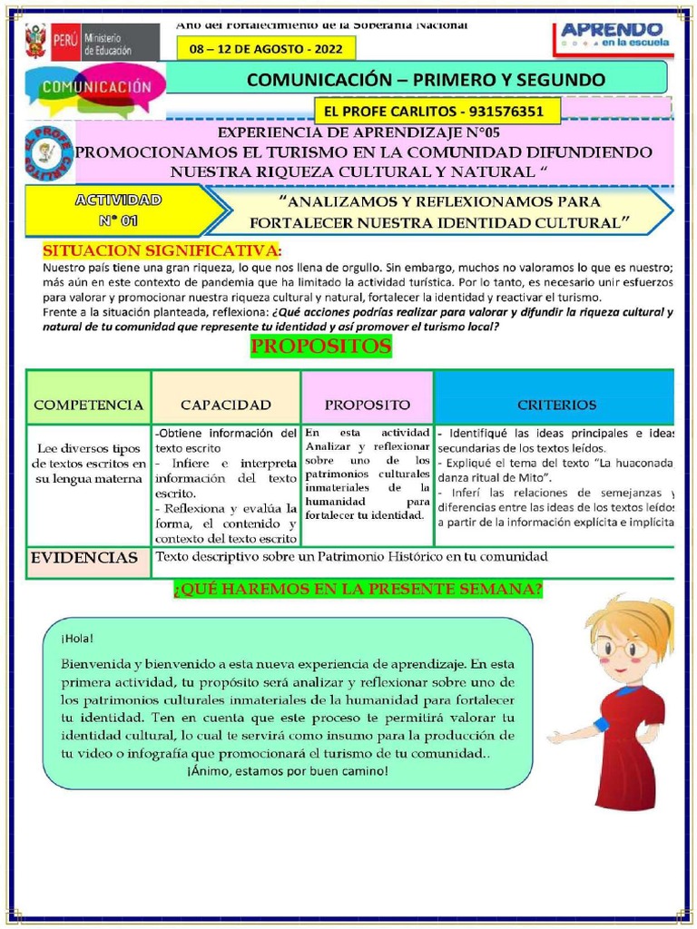 Experiencia de Aprendizaje #05 - Actividad #01 - 1ero y 2do - Comunicacion - 00001 | PDF