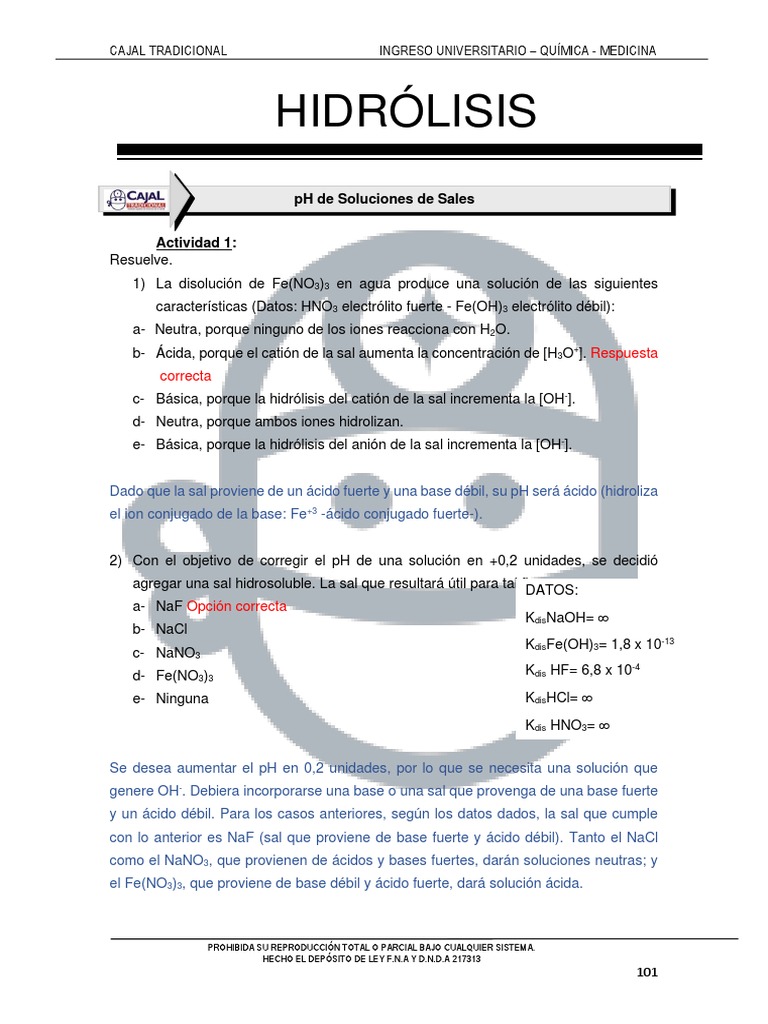 2 Hidrólisis Respuestas | PDF | Sal (química) | Ácido