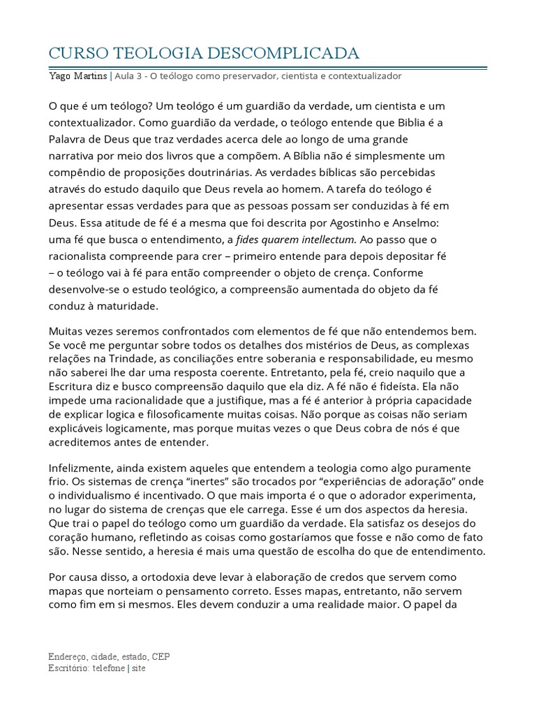 O Papel do Teólogo na Teologia Moderna | PDF | Teologia | Fé