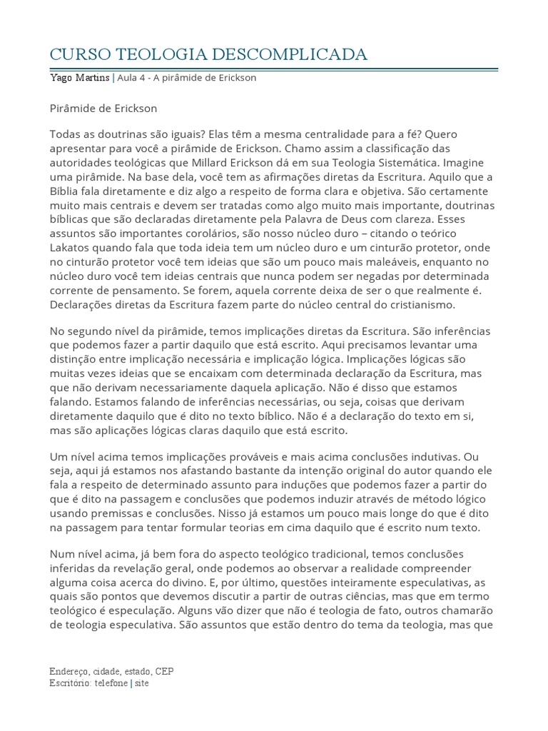 Video Aula 04 - A Pirâmide de Erickson | PDF