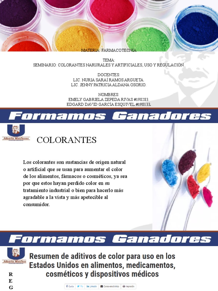 Colorantes Naturales y Artificiales | PDF | Comida y bebida | Nutrición
