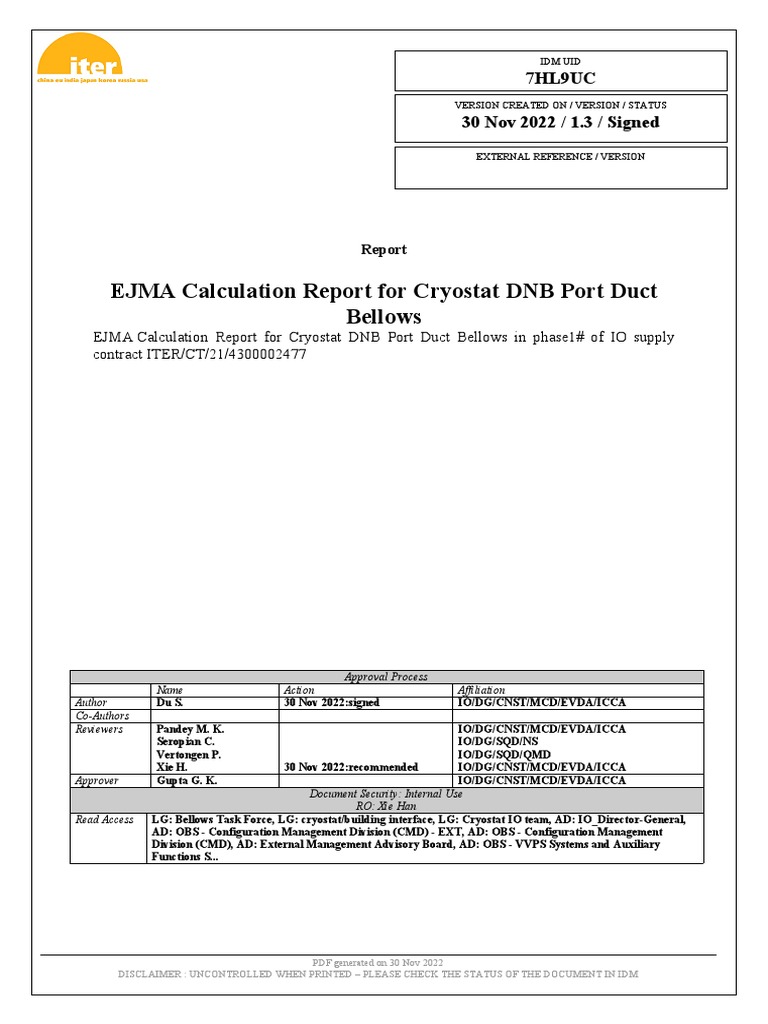 EJMA Calculation Report For Cryostat DNB 7HL9UC v1 3 | PDF | Strength ...