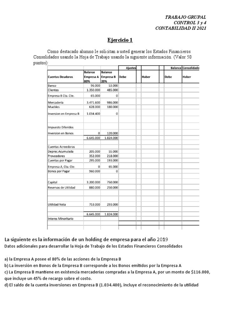 Trabajo Consolidado | PDF | Contabilidad | Estado financiero