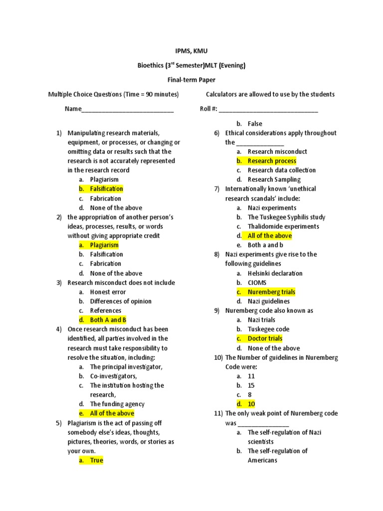Bothics MCQS | PDF | Informed Consent | Institutional Review Board Bothics MCQS | PDF | Informed Consent | Institutional Review Board
