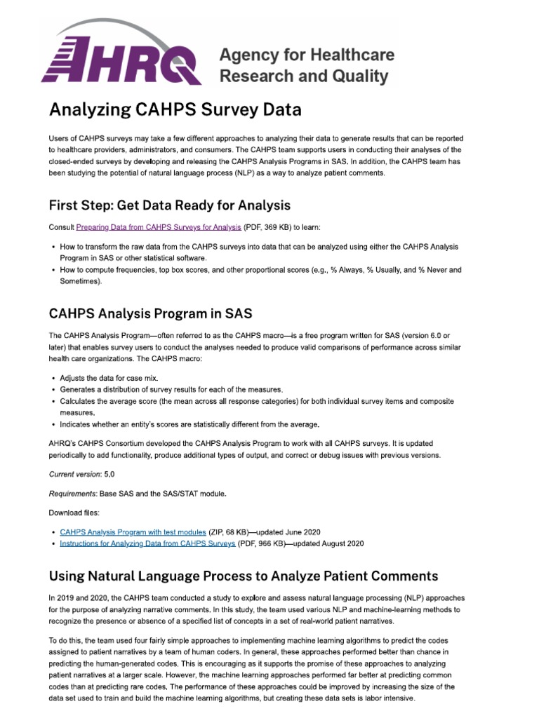 Analyzing CAHPS Survey Data | PDF