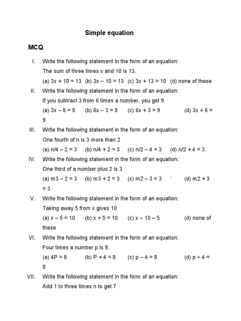 Simple Equations | PDF | Triangle | Algebra
