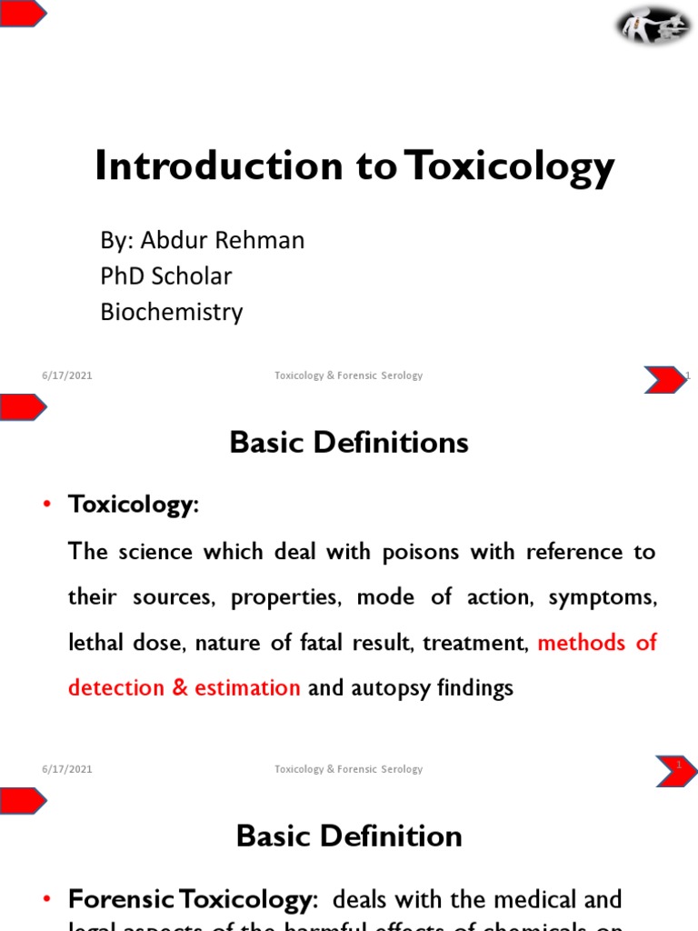 Introduction To Toxicology By Abdur Rehman Phd Scholar Biochemistry Pdf Poison Toxicology