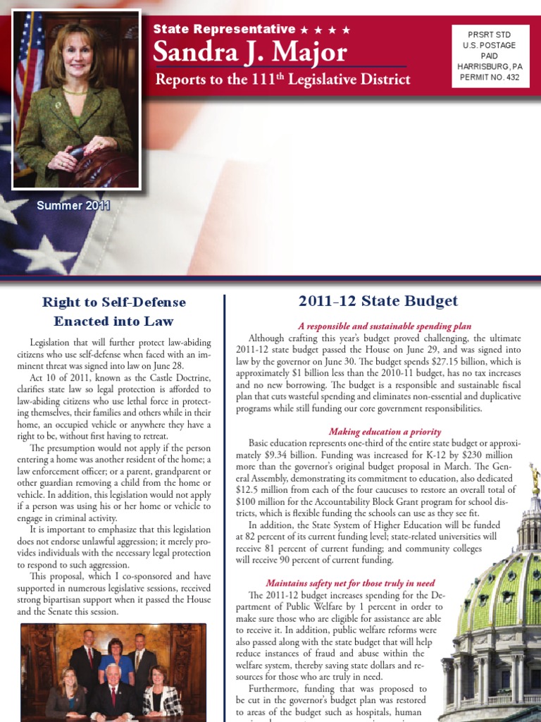 Sandra J. Major: Reports To The 111 Legislative District | PDF ...