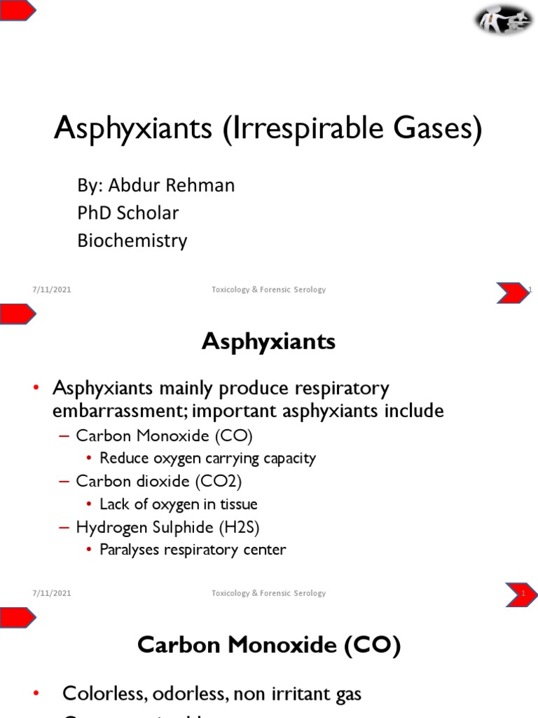 An Overview of Asphyxiants Including Carbon Monoxide, Carbon Dioxide ...