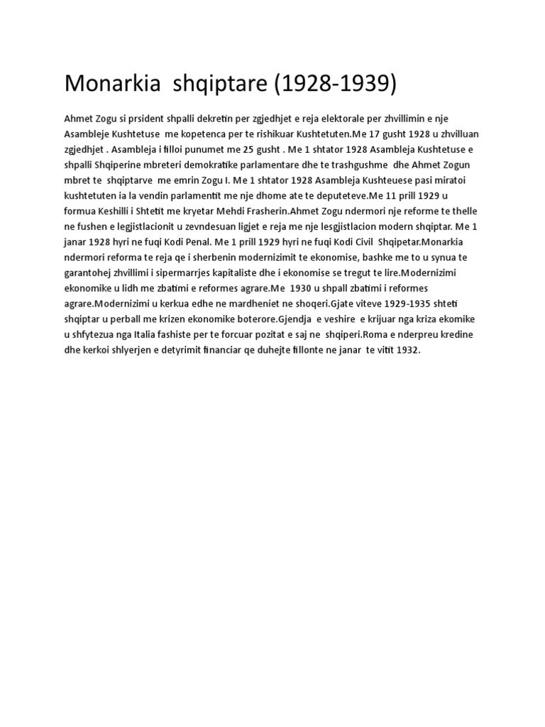 Monarkia Shqiptare | PDF