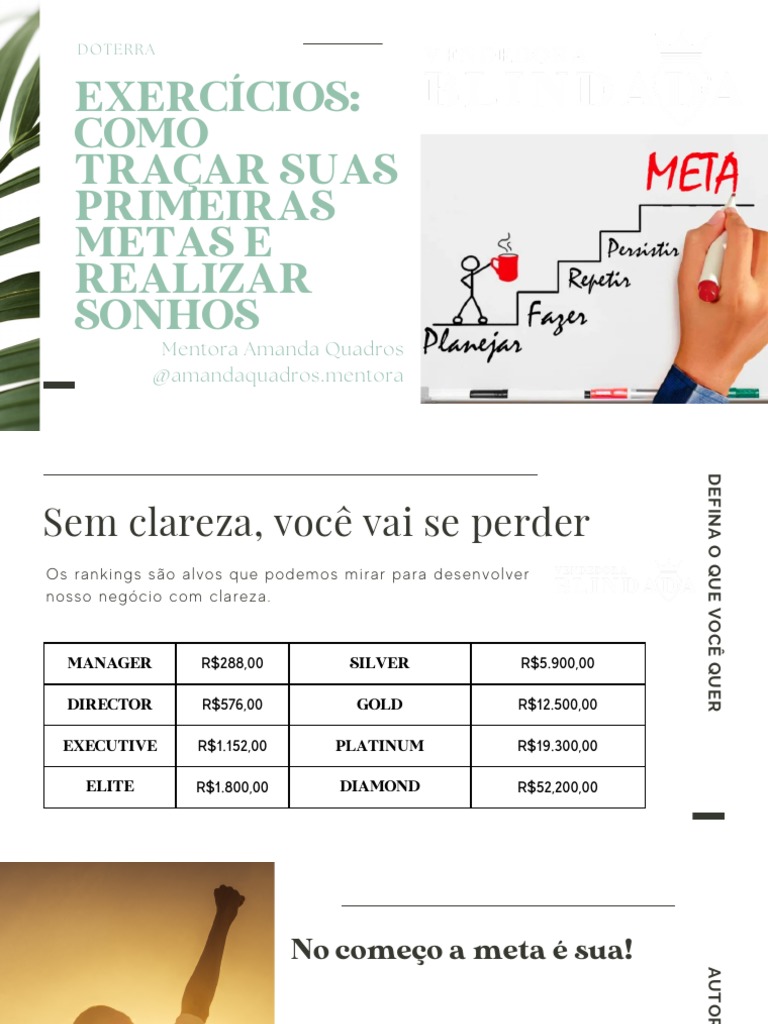 Exercícios - Como Traçar Metas - Mentora Amanda Quadros | PDF | Plano ...