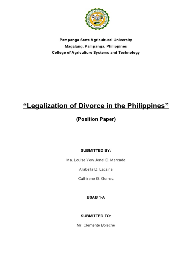 Legalizing Divorce in the Philippines: A Position Paper | PDF | Divorce ...