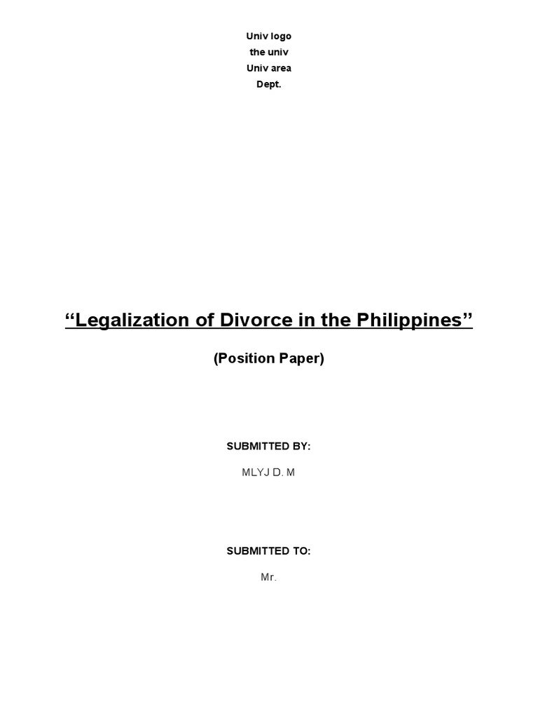 Ethics Divorce PositionPaper | PDF | Divorce | Marriage