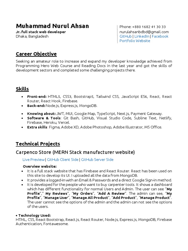 Resume of Muhammad Nurul Ahsan | PDF | Computing | Information Technology
