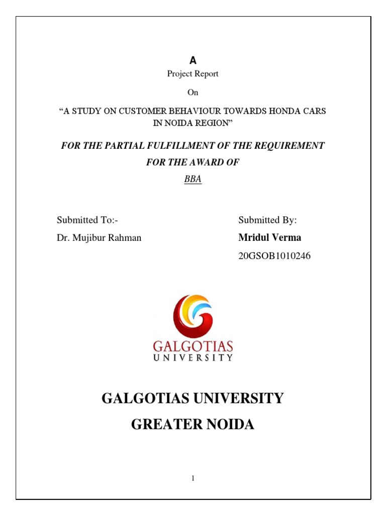 Mridul Verma Project Report | PDF | Consumer Behaviour | Honda